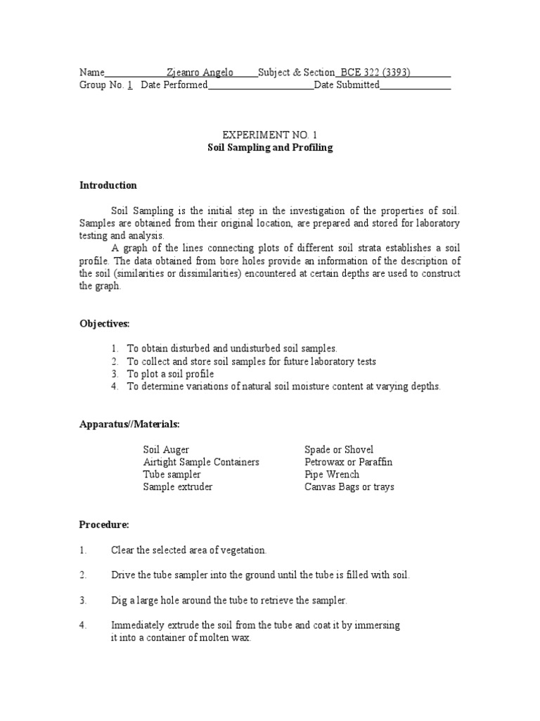 Experiment 1 | PDF | Soil | Sampling (Statistics)