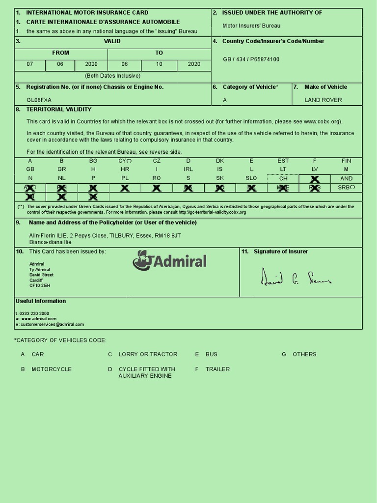 Green Card | PDF | Vehicles | Transport