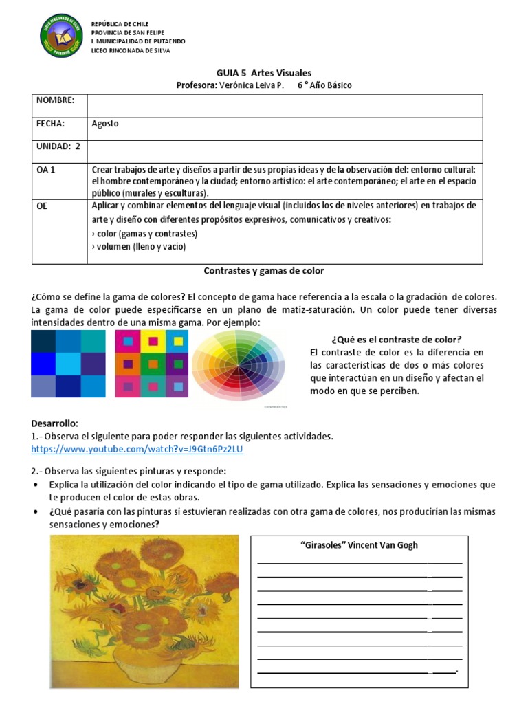 Guía de Artes Visuales 6° Básico | PDF | Color | Diseño