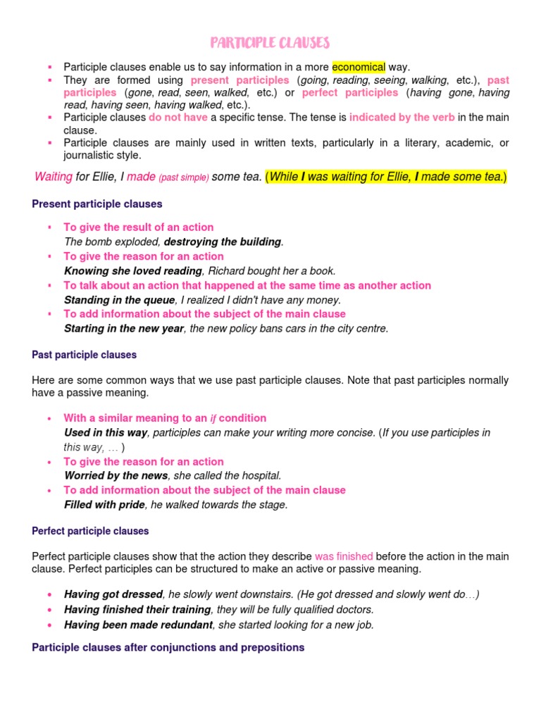 English Participle Clauses | PDF