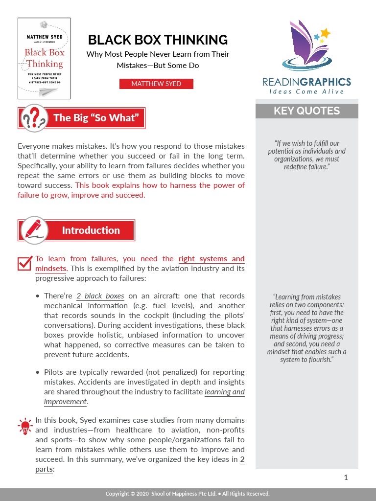 Black Box Thinking - Matthew Syed (Text) | PDF