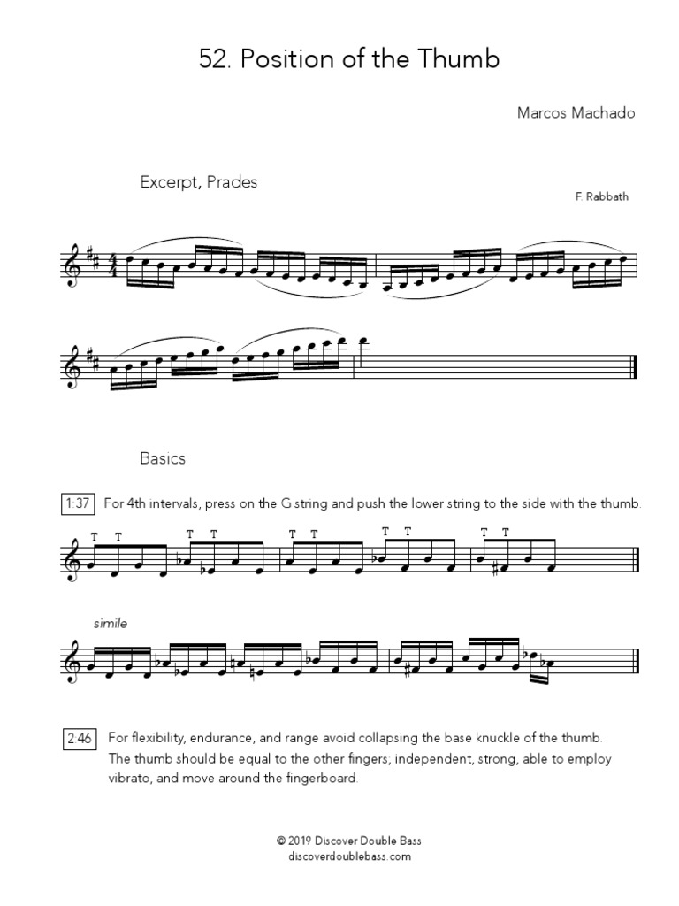 Thumb Position Lesson - The Position of The Thumb | PDF