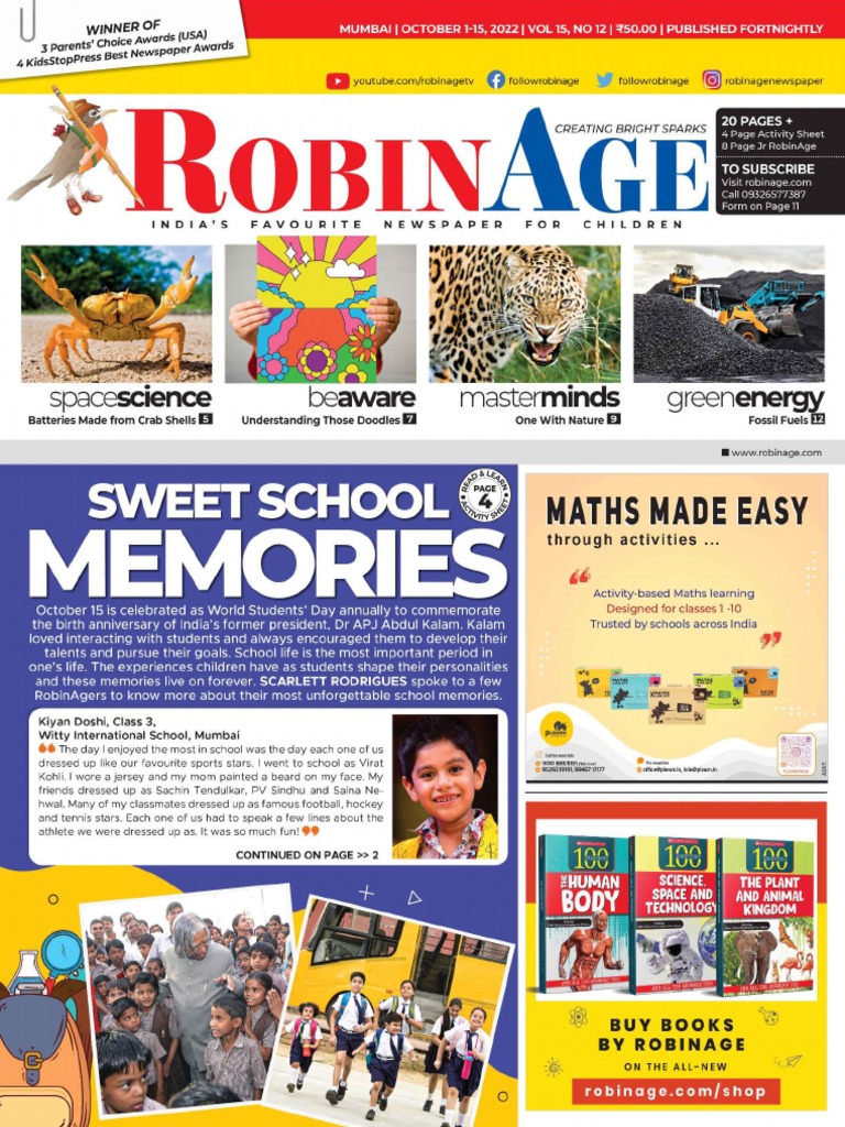 RobinAge Children's Newspaper - Preview of Latest Edition (October 1-15 ...