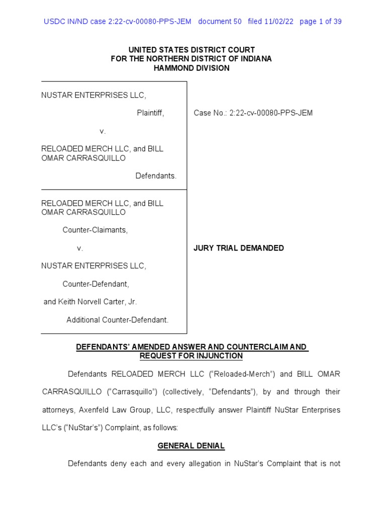 Defendants Amended Answer and Counterclaims | Download Free PDF ...