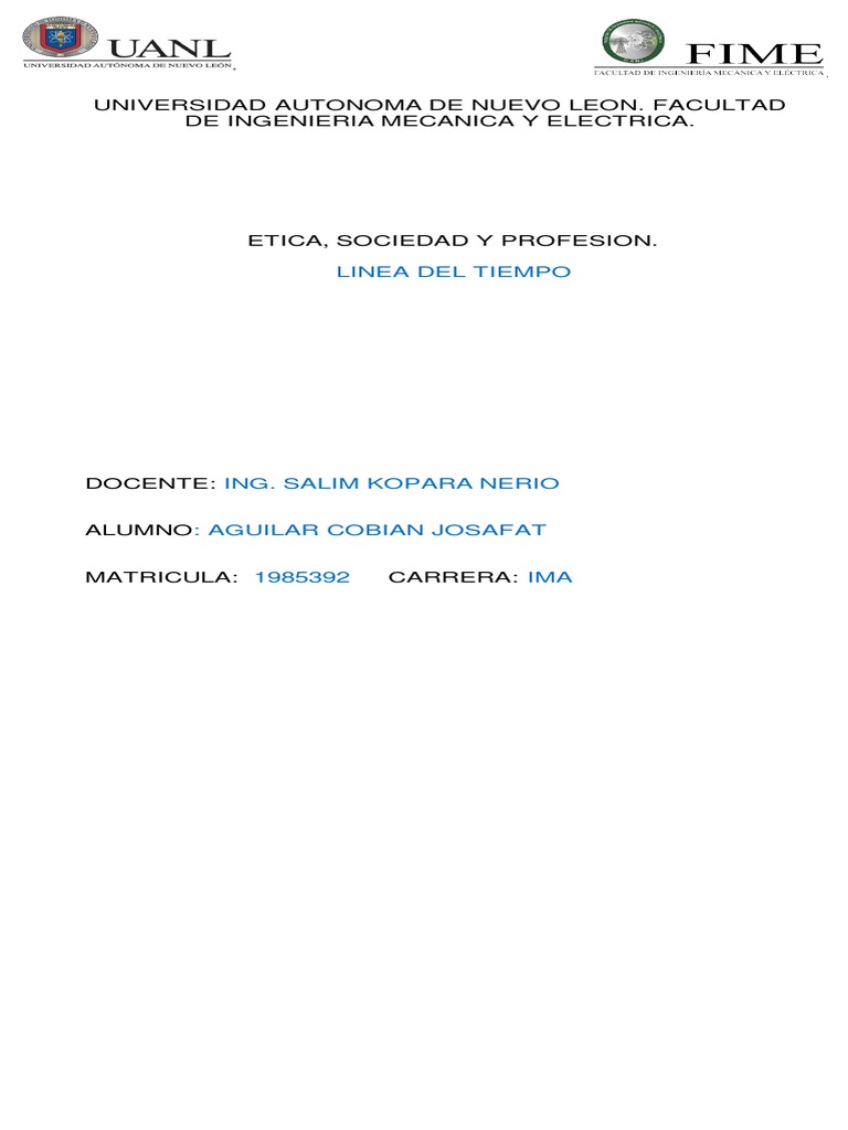 Linea Del Tiempo Etica Sociedas y Profesion | PDF