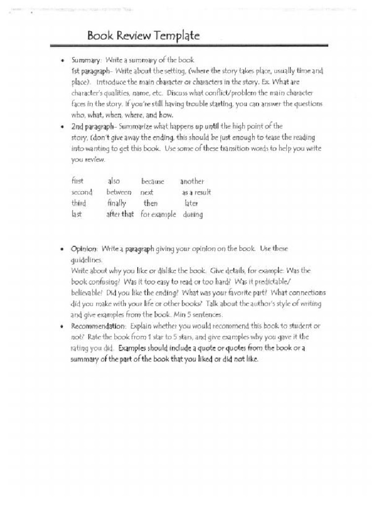 Book Summary Template 1 to 5 | PDF