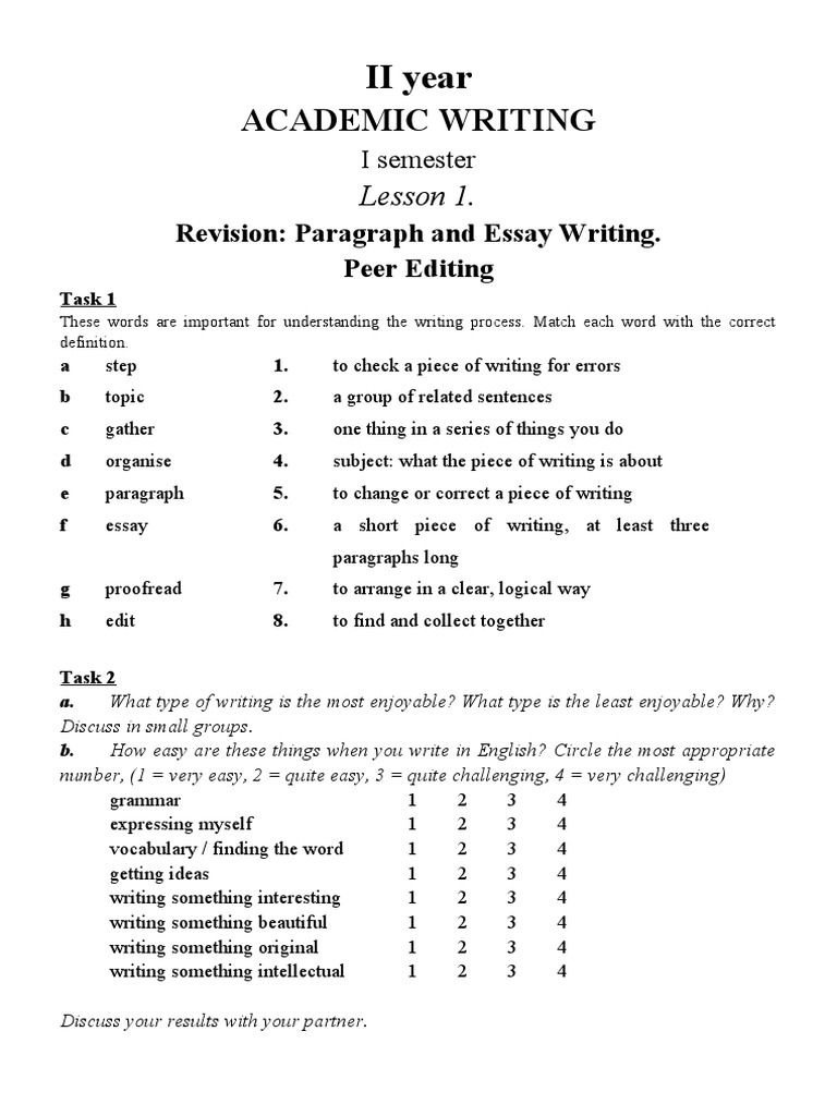 Lesson 1 Revision - Peer Editing | PDF