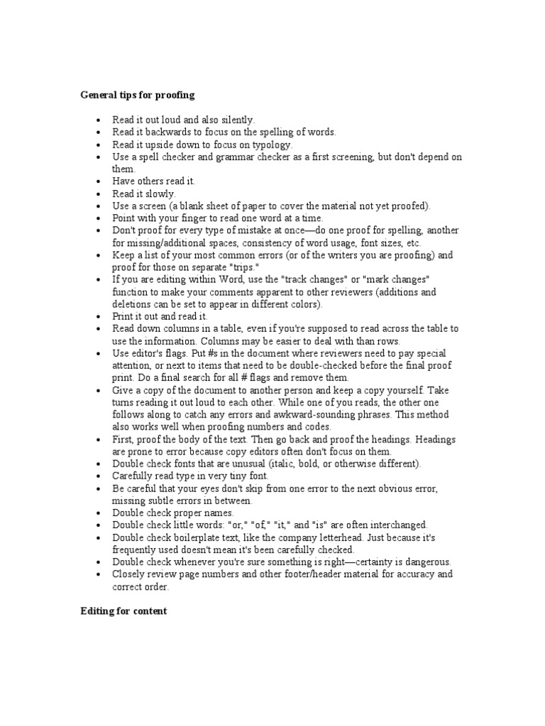 General Tips For Proofing | PDF | Proofreading | Comma