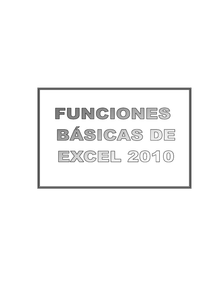 Principales Funciones De Excel Pdf
