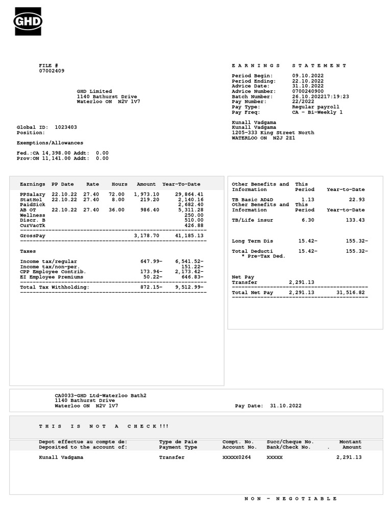 Payslip - 2022 10 31 | PDF