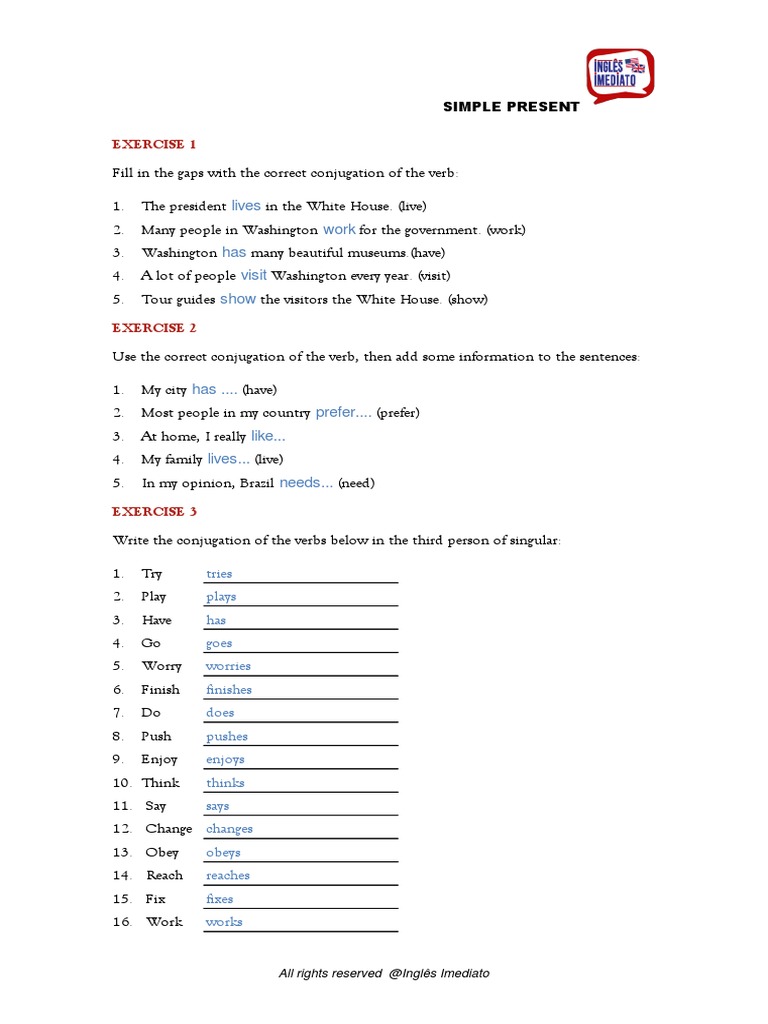 Respostas Simple Present | PDF | Grammatical Conjugation | Lunch