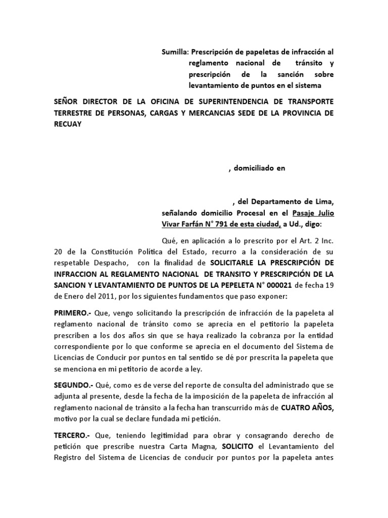 Prescripción de Papeletas de Infracción | PDF | Licencia de conducir | Gobierno
