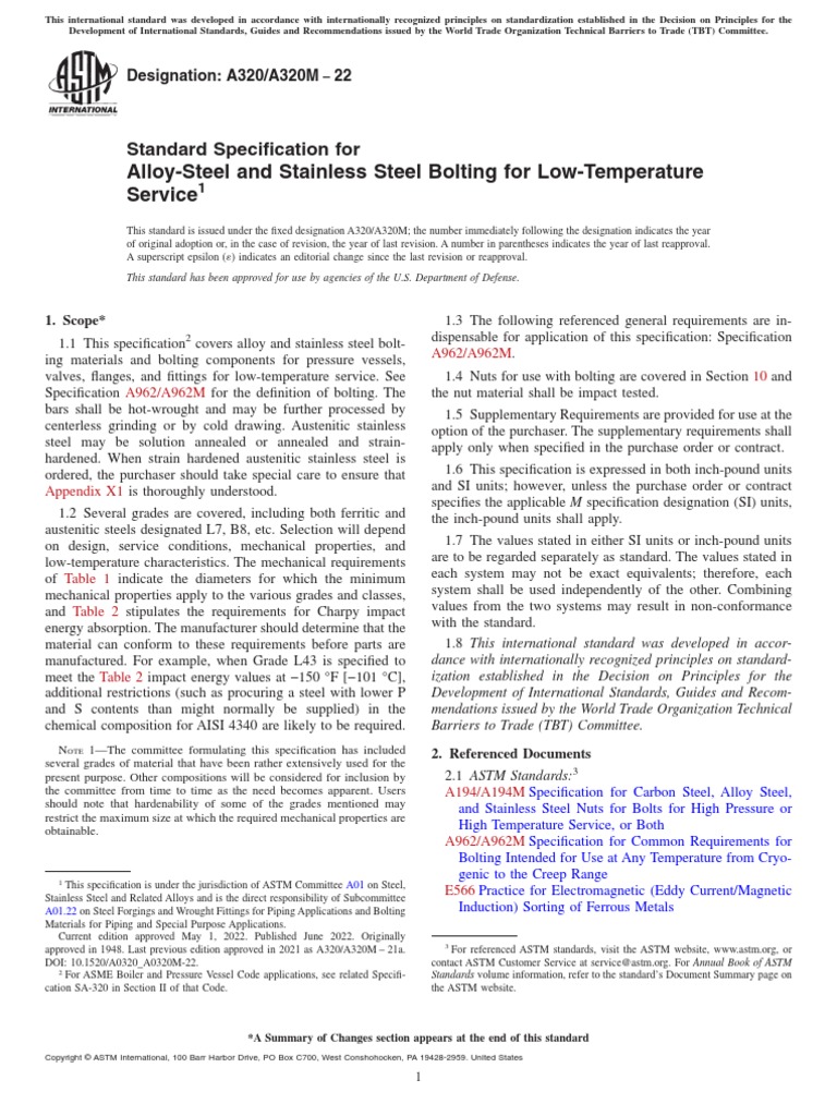 Astm A320-22 | PDF