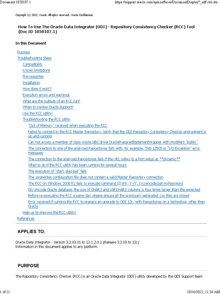 How To Use The Oracle Data Integrator (ODI) - Repository Consistency Checker (RCC) Tool | PDF ...