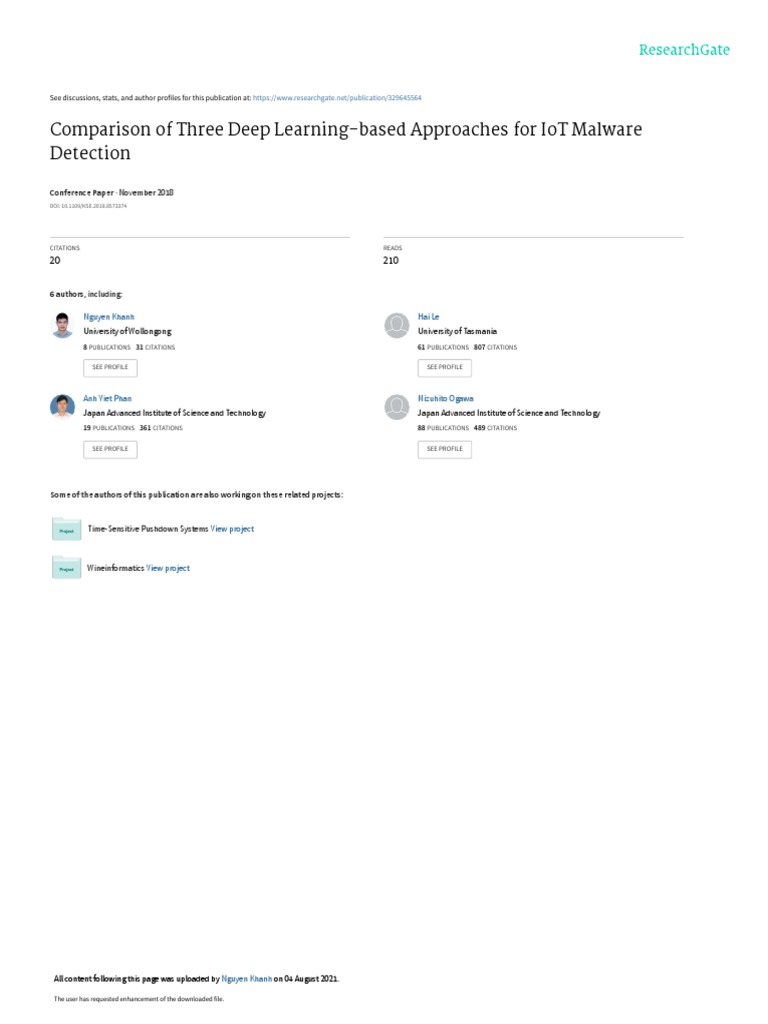 Comparison of Three Deep Learning Technique For Detection IoT Malware | PDF | Computing ...