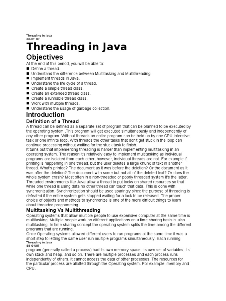 Threading in Java | PDF | Method (Computer Programming) | Process (Computing)