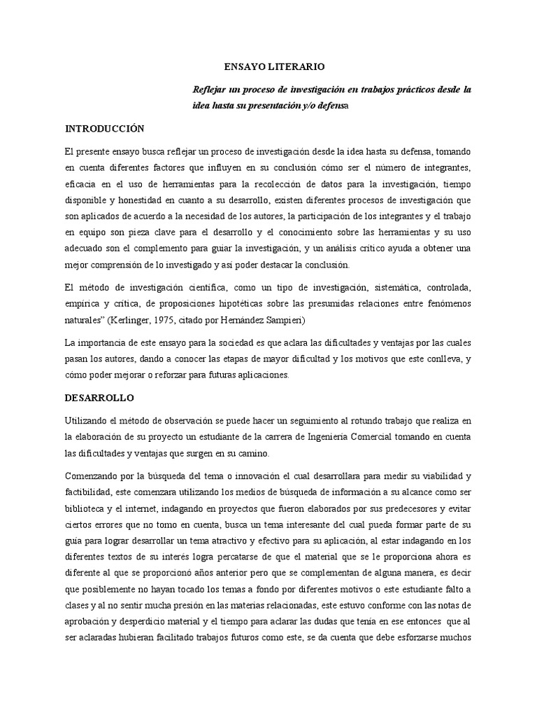 Ejemplo Ensayo Literario | PDF