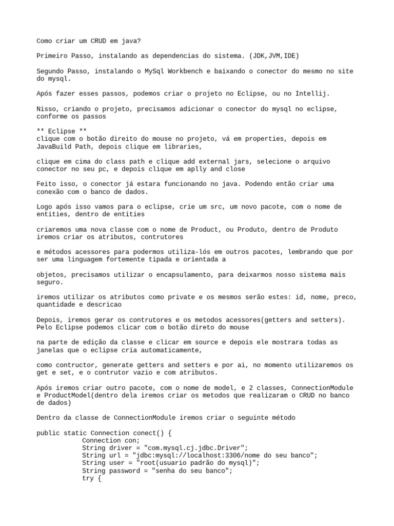 Crud Swing Java Pdf Janela Informática Método Programação De