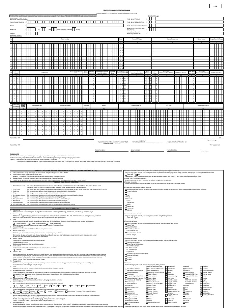 Formulir Biodata Wni Per Keluarga f1 01 Terbaru | PDF
