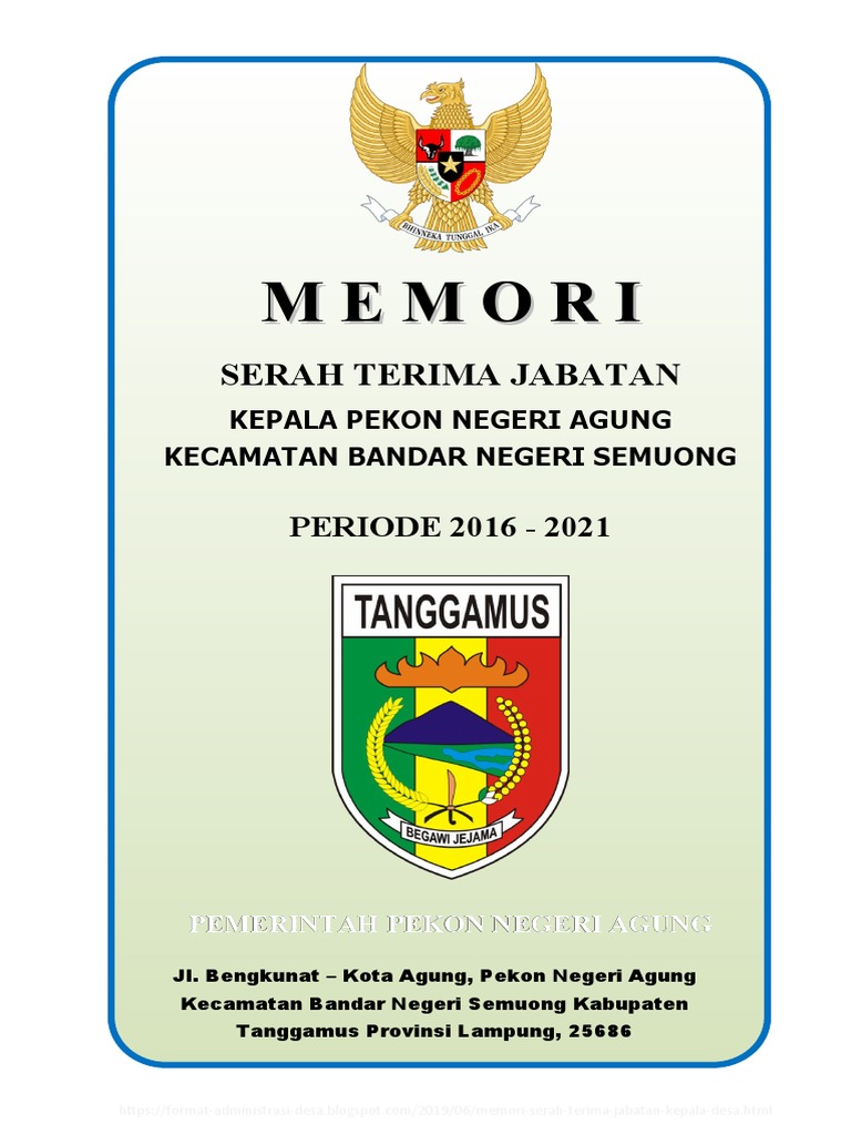 Memori - Serah Terima Jabatan - 2021 | PDF