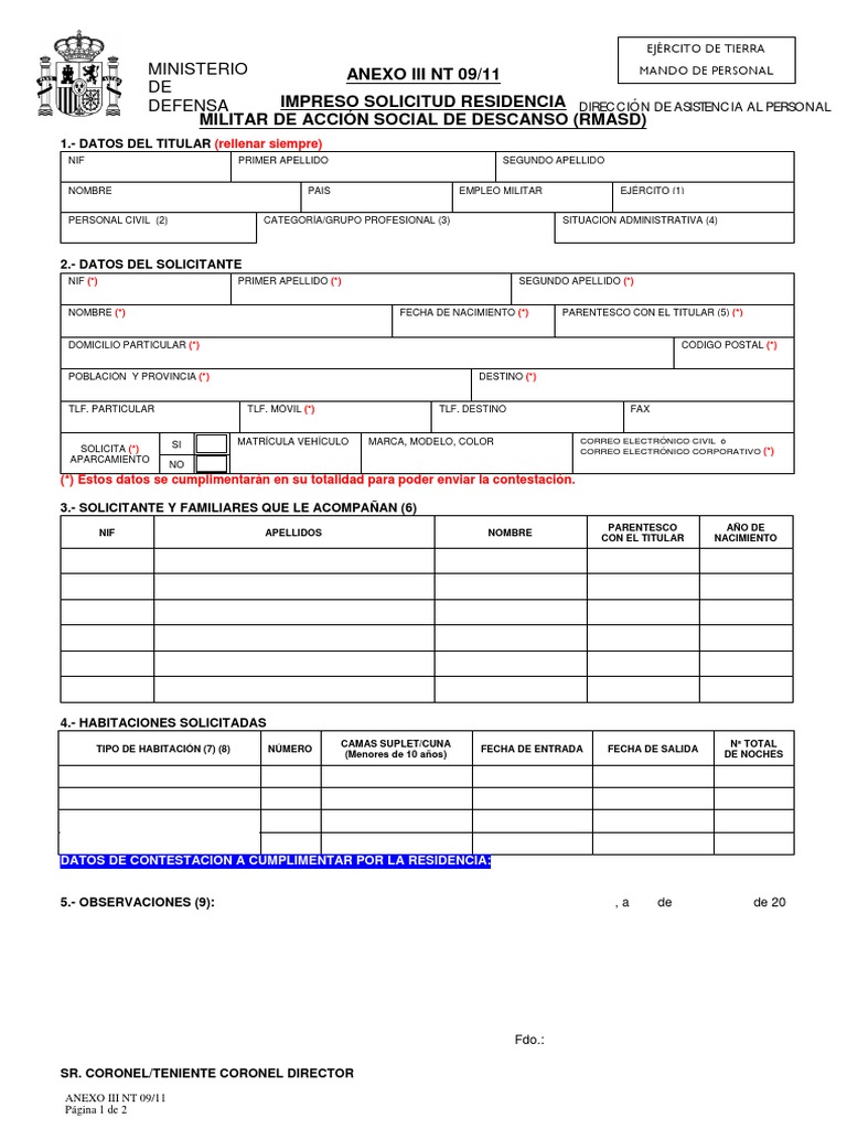 Anexo III Impreso Solicitud Residencia | PDF