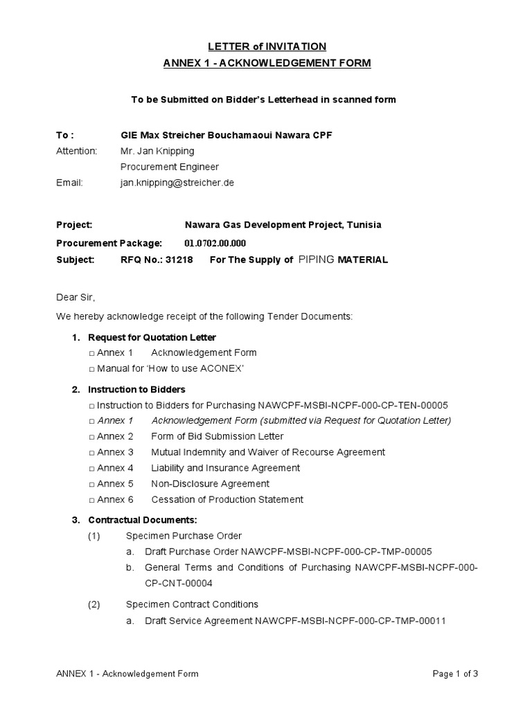 Annex 1-Acknowledgement Form | PDF | Business Law | Private Law