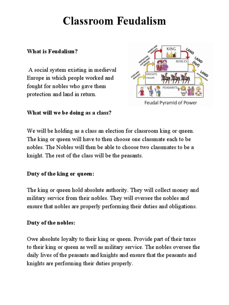 Classroom Feudalism Activity 1 | PDF