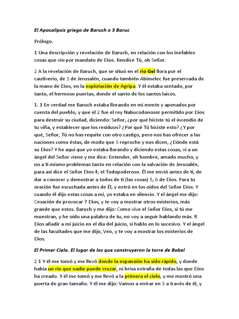 3 Baruj o Apocalipsis Griego de Baruc | PDF