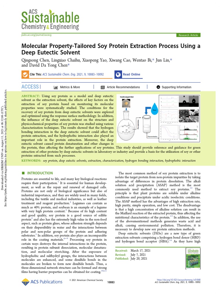 Molecular Property-Tailored Soy Protein Extraction Process | PDF ...