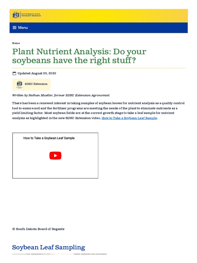 Plant Nutrient Analysis - Do Your Soybeans Have The Right Stuff | PDF ...