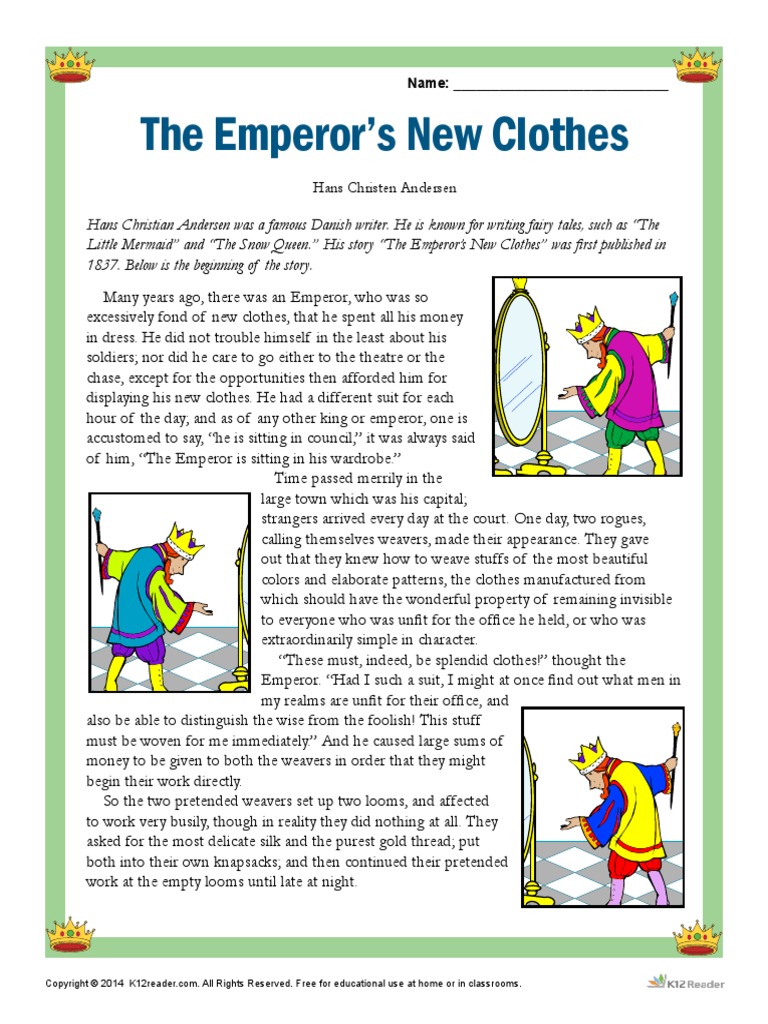 Reading Comprehension 1 - The Emperor's New Clothes | PDF | Weaving