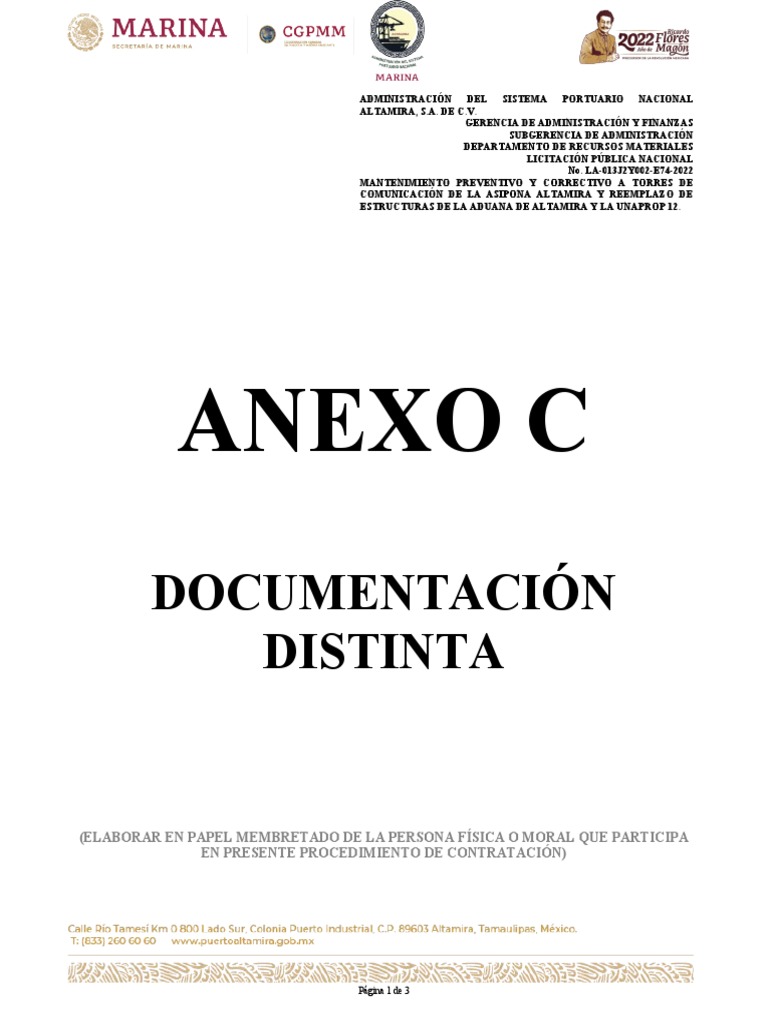 Anexo C - Manifestación Art. 50 y 60. | PDF