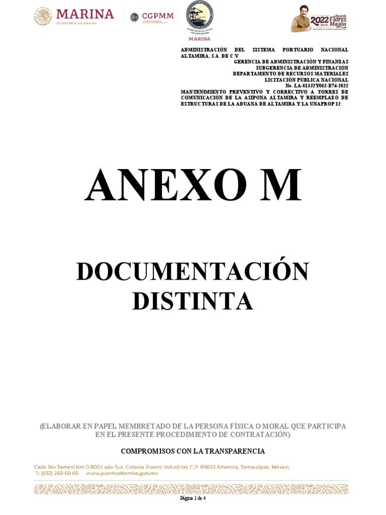 Anexo M - Compromisos Con La Transparencia. | PDF