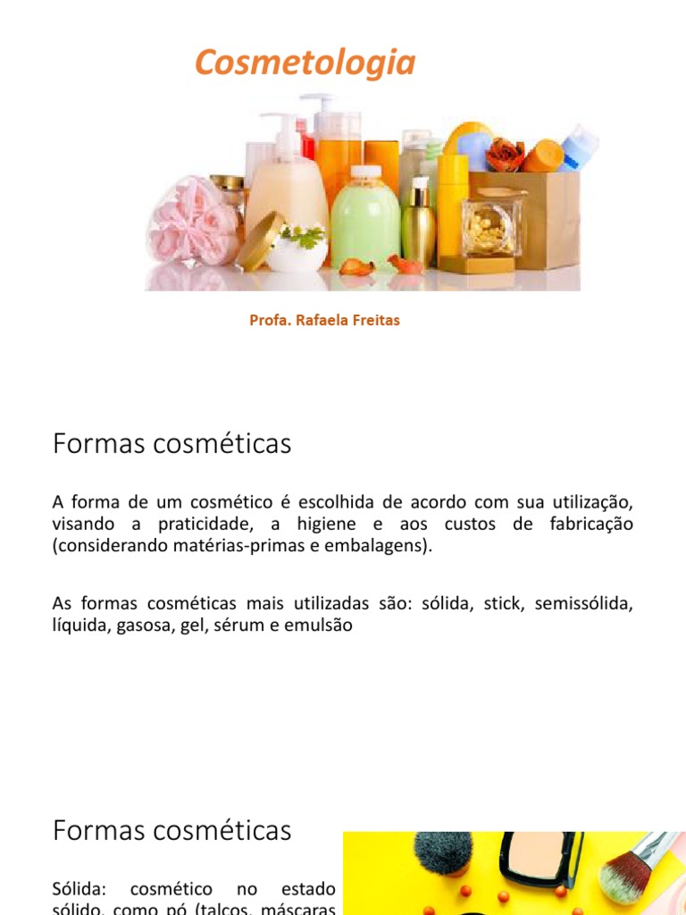 Aula 2 Formas e Formulas Cosméticas, Legislação | PDF | Emulsão | Química