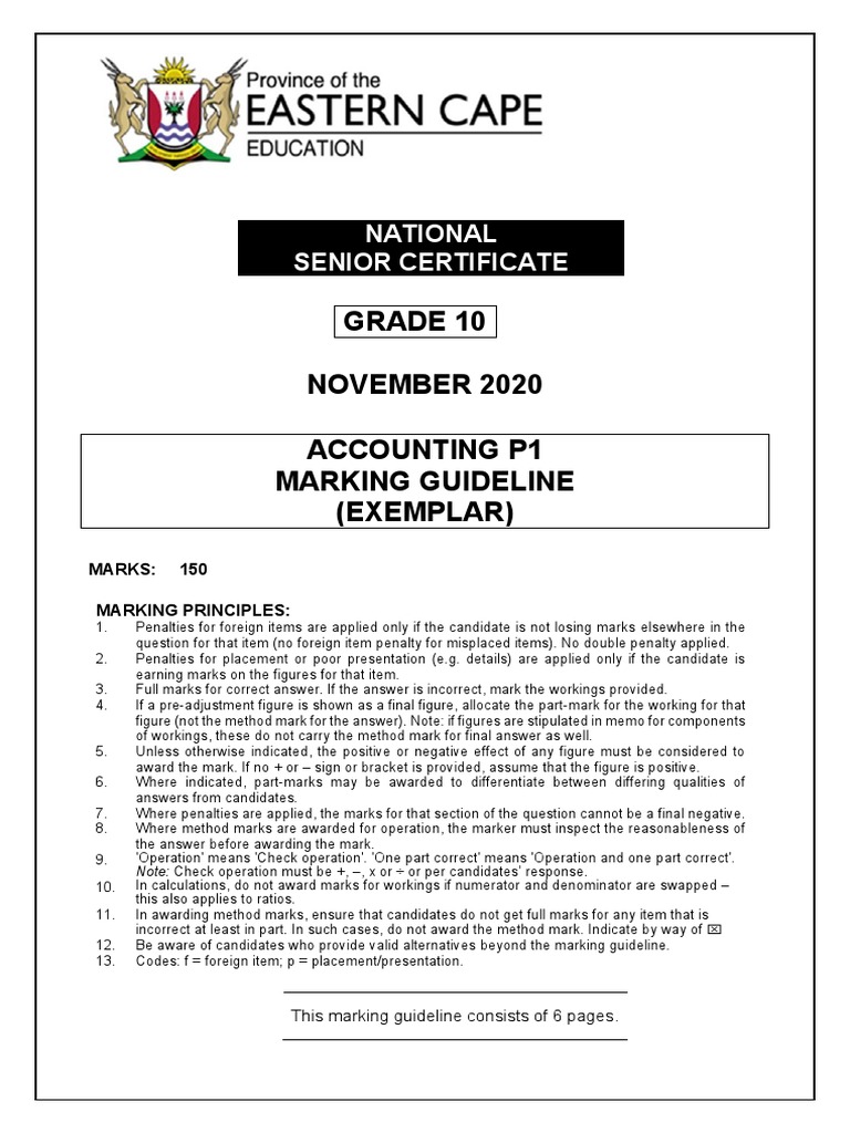 ACCOUNTING P1 GR10 MEMO NOV2020 - English | PDF | Equity (Finance) | Income