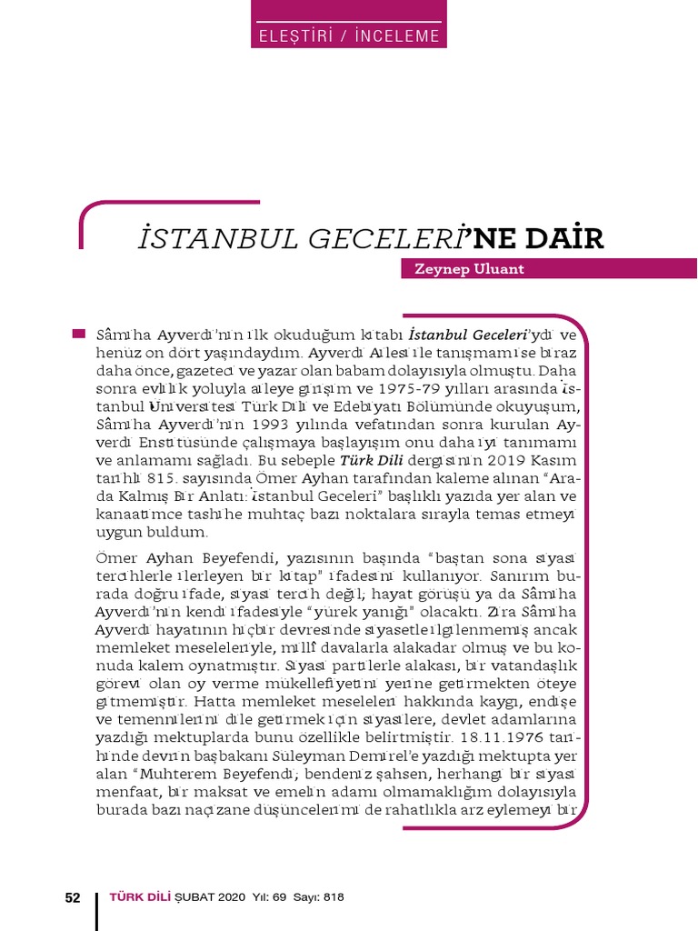 11 - Zeynep Uluant - İSTANBUL GECELERİ'NE DÂİR - 6 | PDF