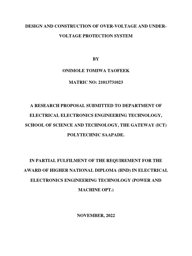 Design and Construction of Over-Voltage and Under-Voltage Protection ...
