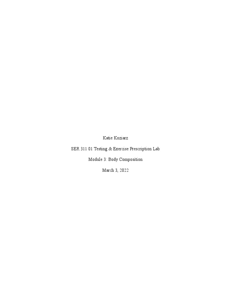 Testing and Exercise Module 3 Lab Report | PDF | Body Mass Index | Obesity Testing and Exercise Module 3 Lab Report | PDF | Body Mass Index | Obesity