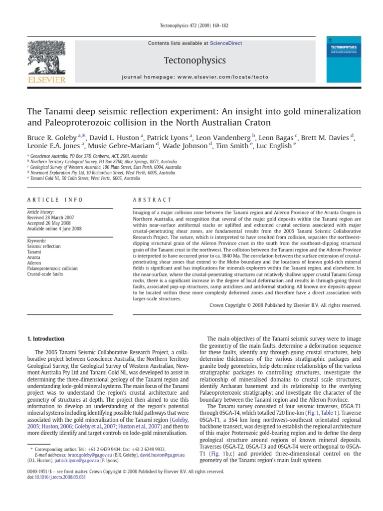 The Tanami Deep Seismic Reflection Experiment: An Insight Into Gold ...