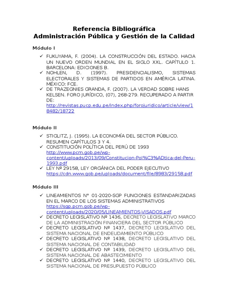 BIBLIOGRAFÍA COMPLEMENTARIA Administracion Publica | PDF