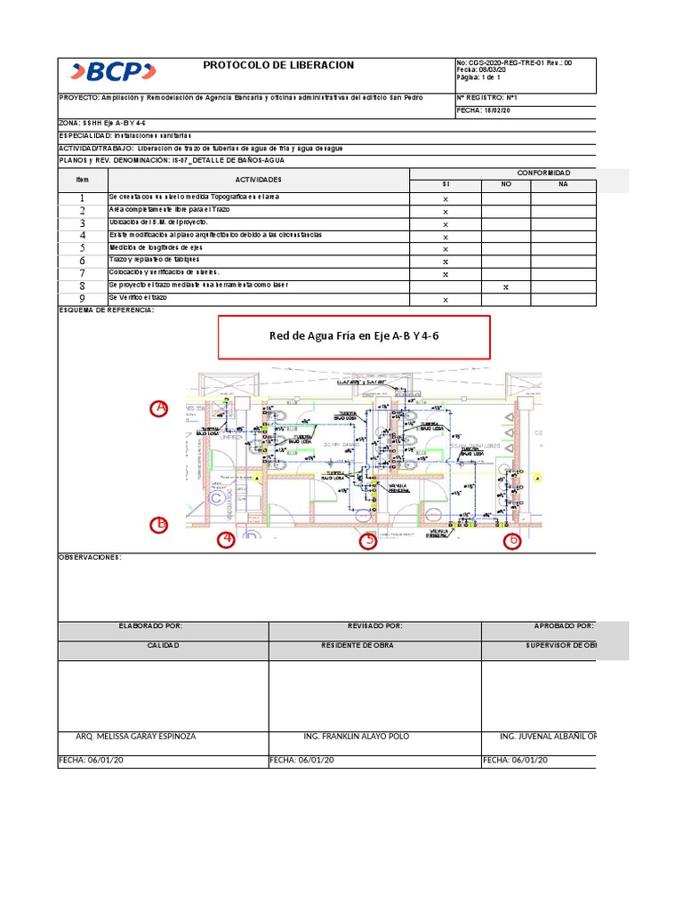Protocolo de Liberacion de Trazo Sanitarias Corregido | PDF
