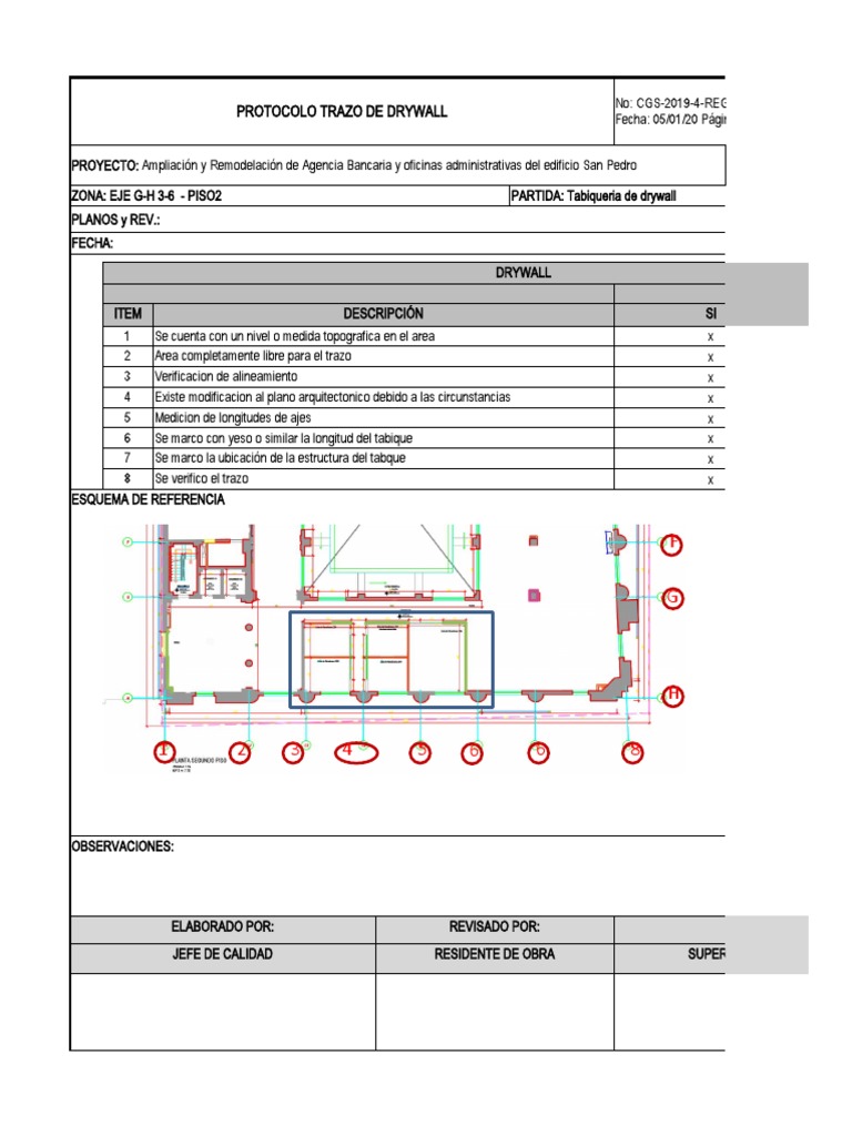 Protocolo de Trazado de Drywall | PDF