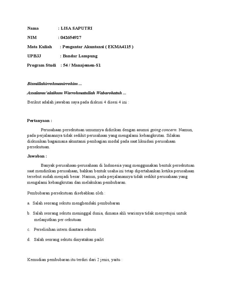 Semester 2 (Diskusi 4, Sesi 4, Matkul Pengantar Akuntansi) | PDF