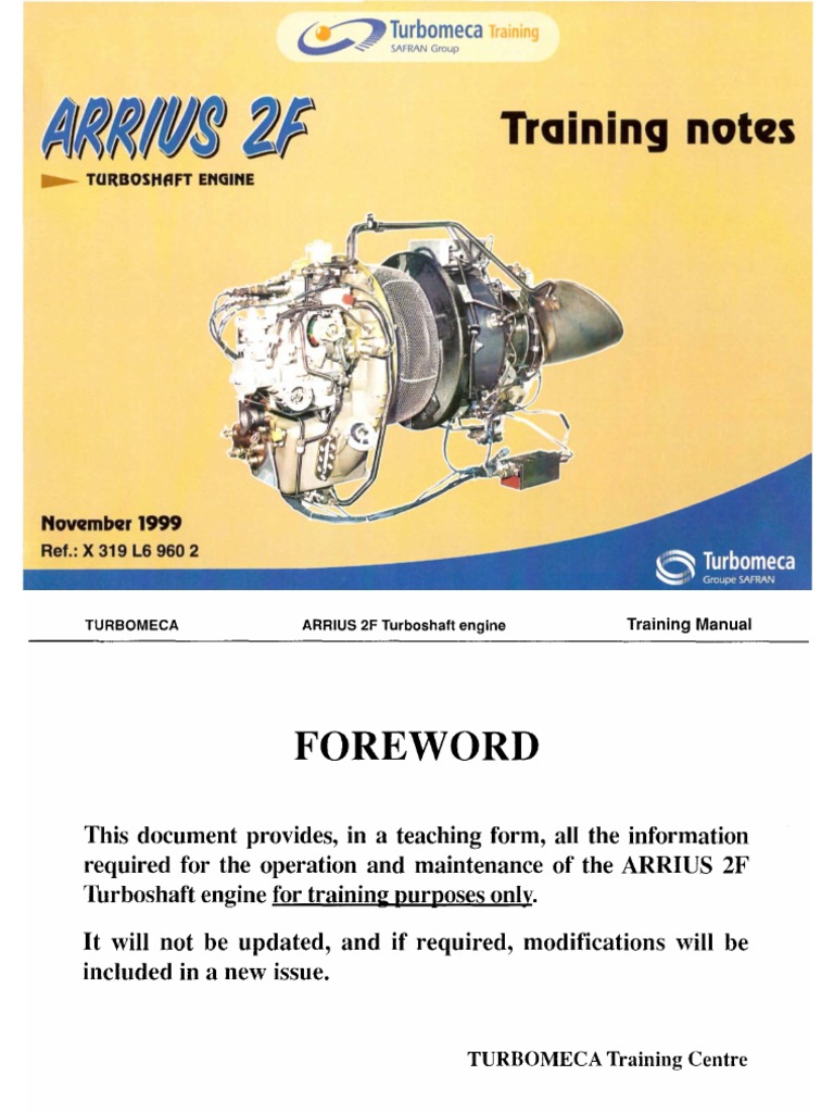 Turbomeca Arrius 2F Training Notes (1999) | PDF