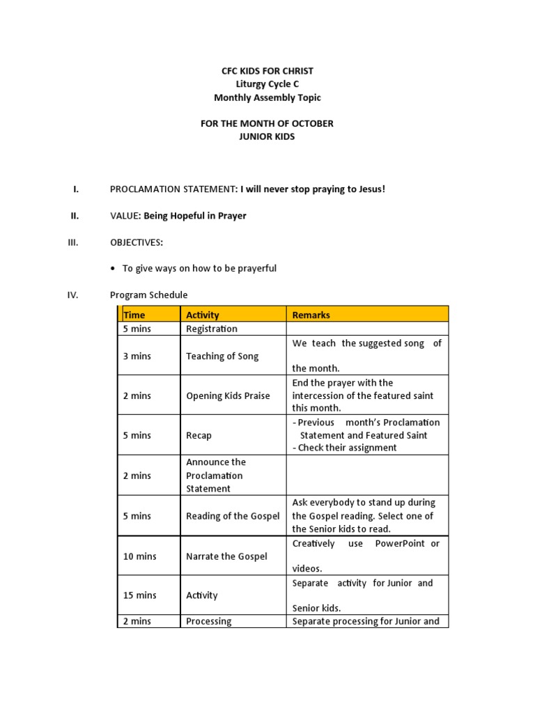 Cycle C Junior Kids | PDF