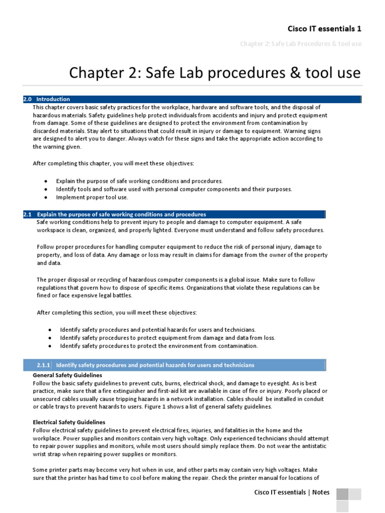 Chapter 2 - Safe Procedures & Tool Use | PDF | Electromagnetic Interference | Electrostatic ...