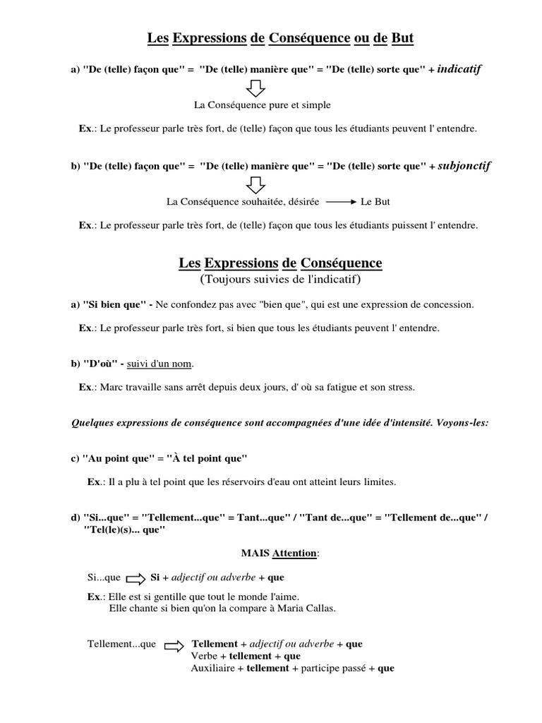 Expressions de Conséquence et de But | PDF | Adverbe | Phrase