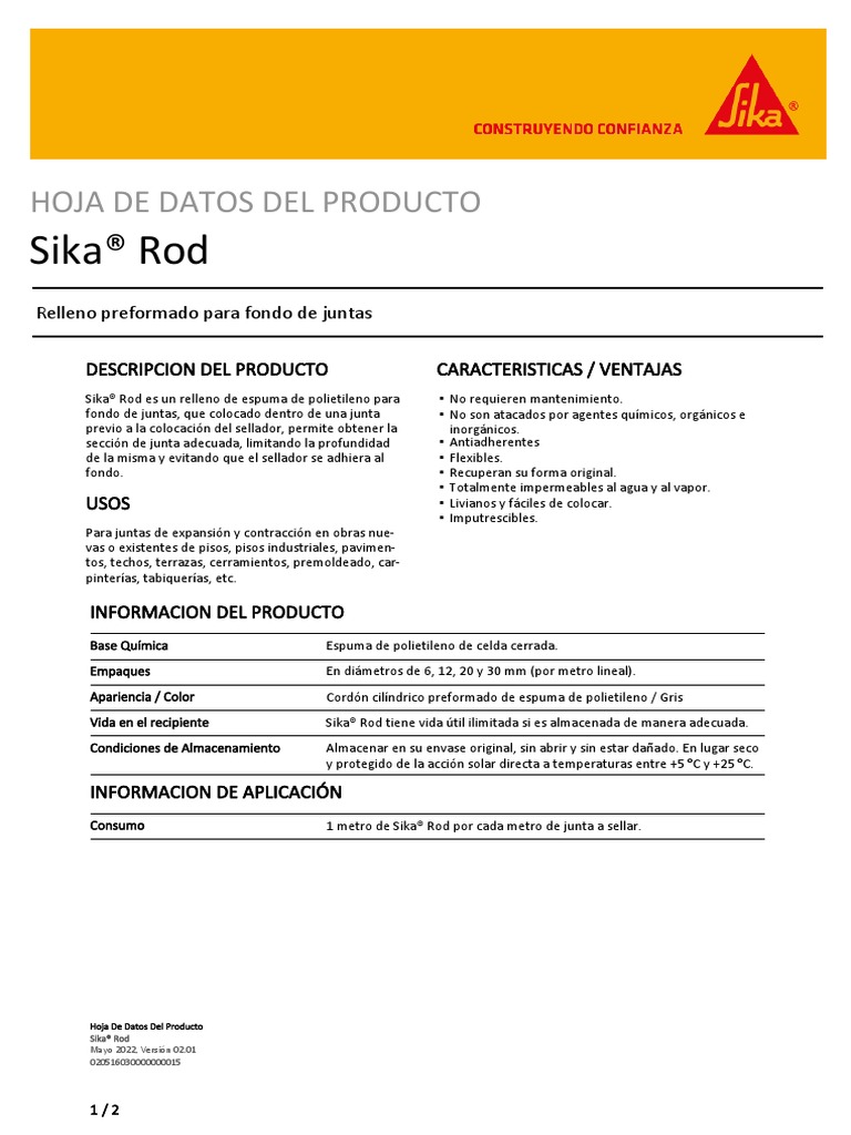 Sika Roundex (2022) | PDF | Espuma