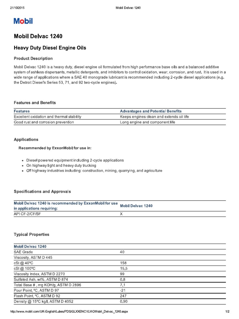 Mobil Delvac 1240 | PDF