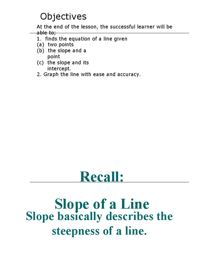 Slope - Intercept and Point Slope Form | PDF